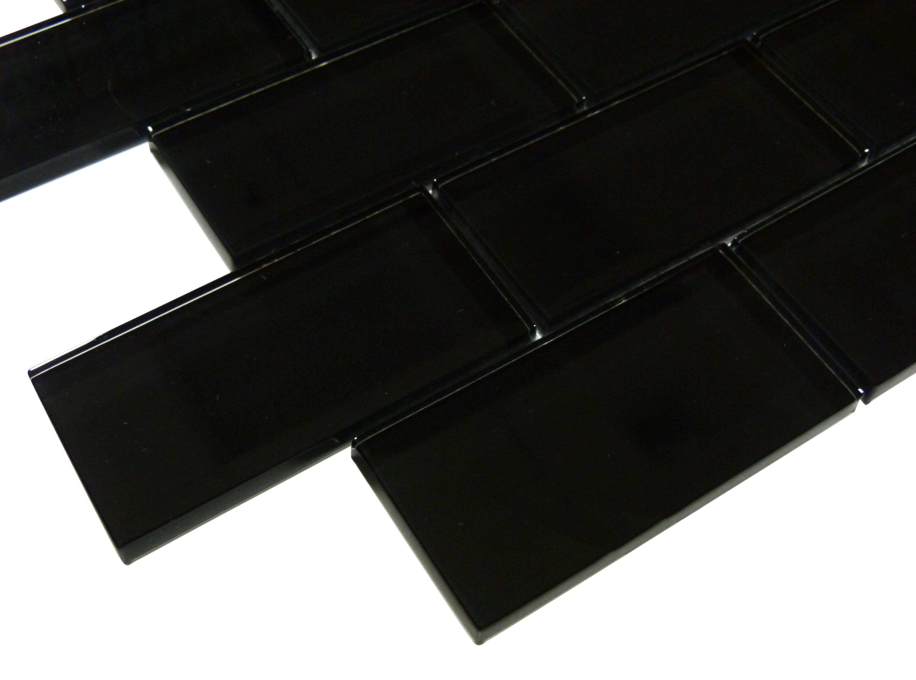 Nightfall Black 2" x 4" Glossy Glass Subway Pool Tile GS84896K3