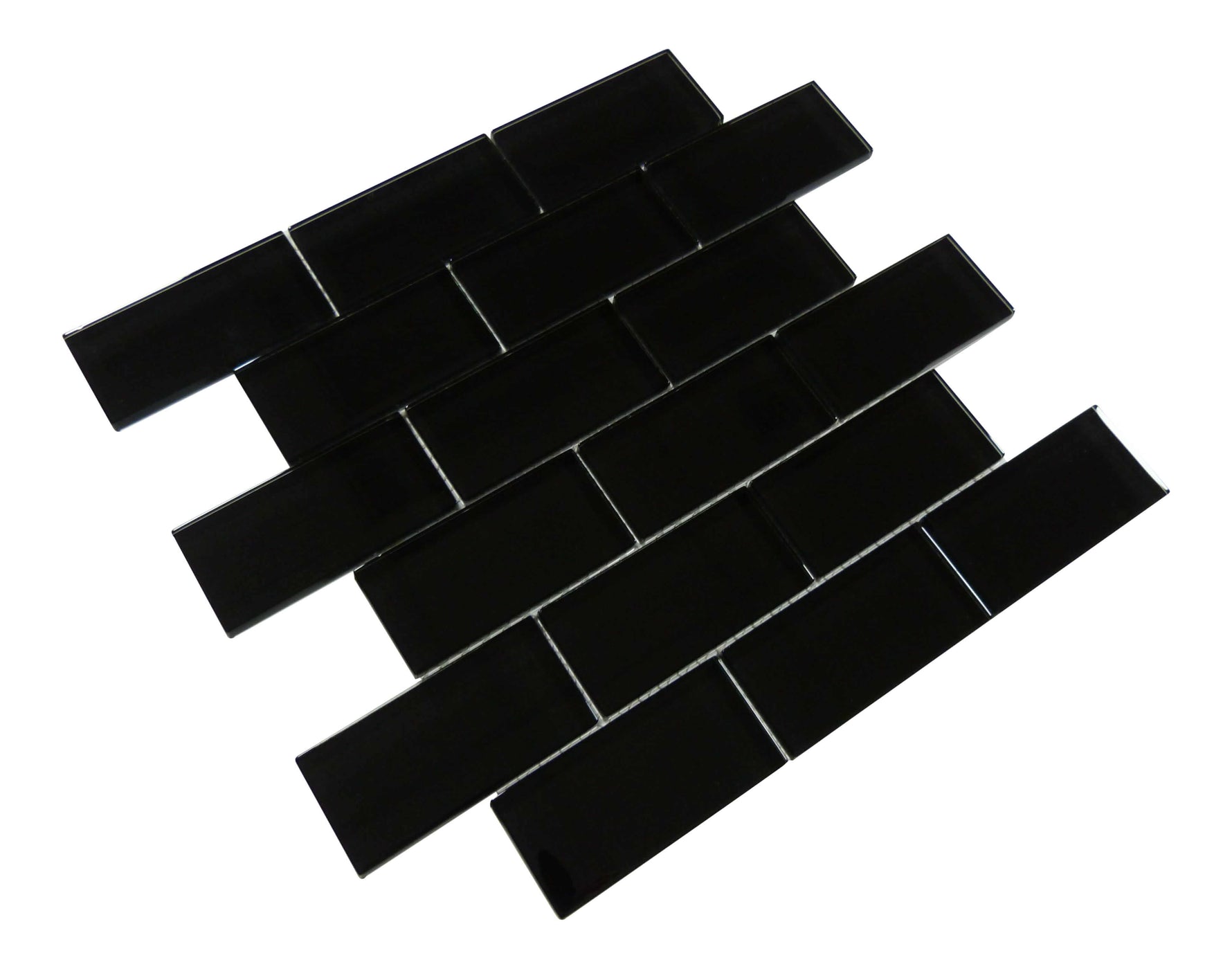 Nightfall Black 2" x 4" Glossy Glass Subway Pool Tile GS84896K3