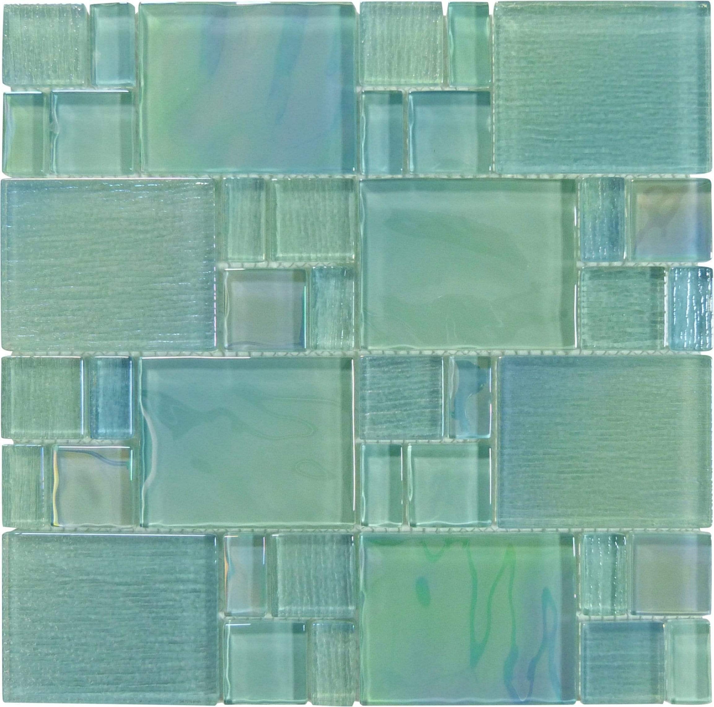 Seafoam Unique Shapes Glossy Glass Tile: V8MXT8 | Shop Oasis