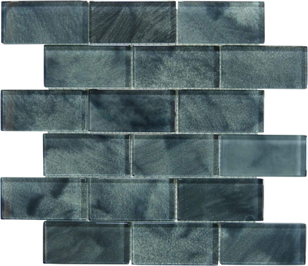 Stratus Grey 2x4 Glossy Glass Subway Pool Tile - Oasis Tile