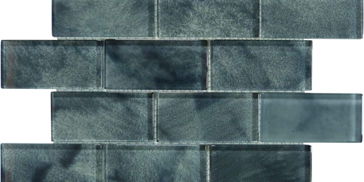 Stratus Grey 2x4 Glossy Glass Subway Pool Tile