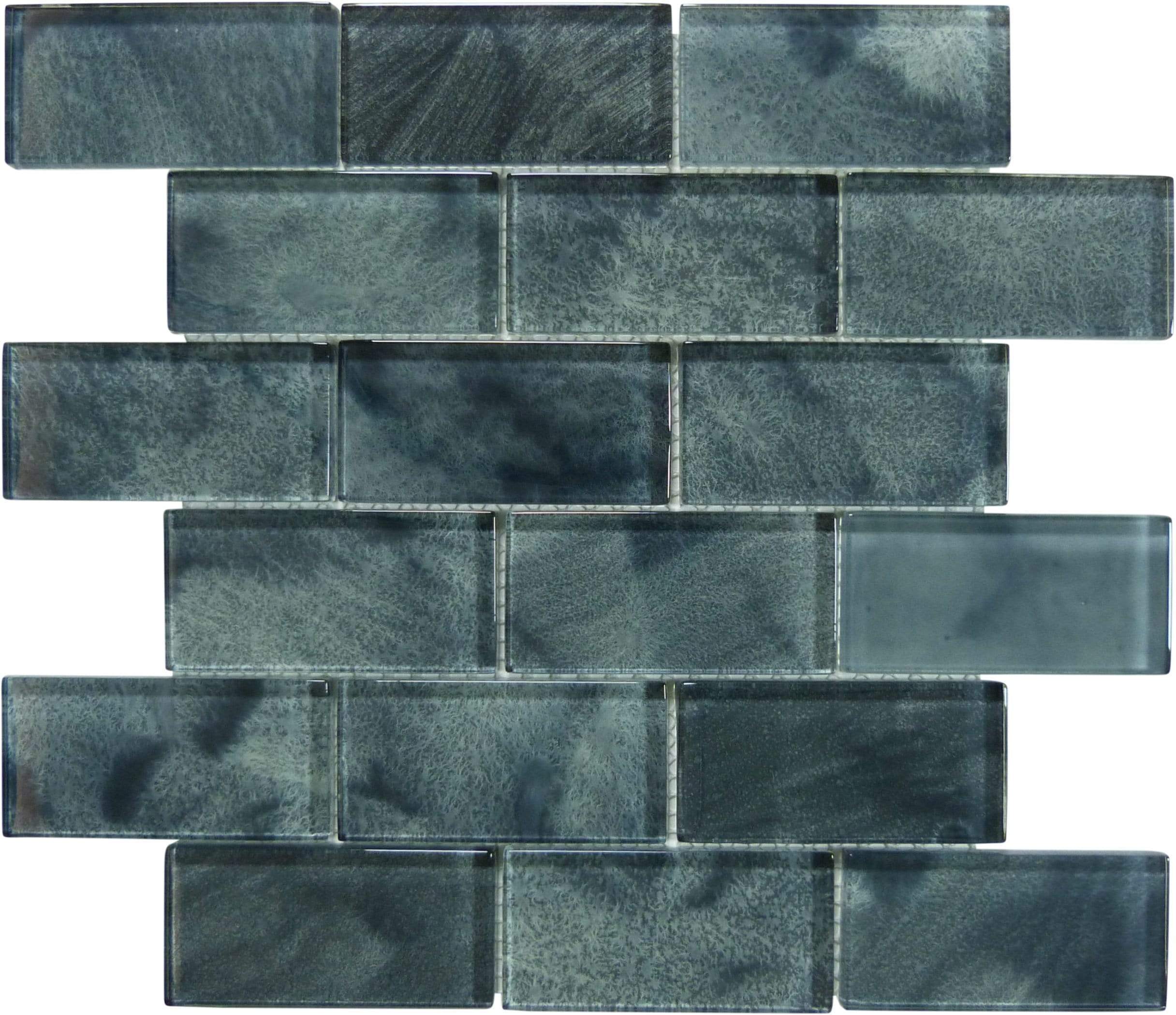 Stratus Grey 2x4 Glossy Glass Subway Pool Tile