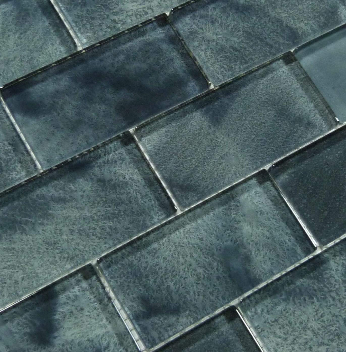 Stratus Grey 2x4 Glossy Glass Subway Pool Tile - Oasis Tile