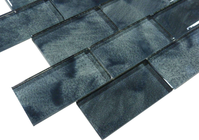 Stratus Grey 2x4 Glossy Glass Subway Pool Tile - Oasis Tile