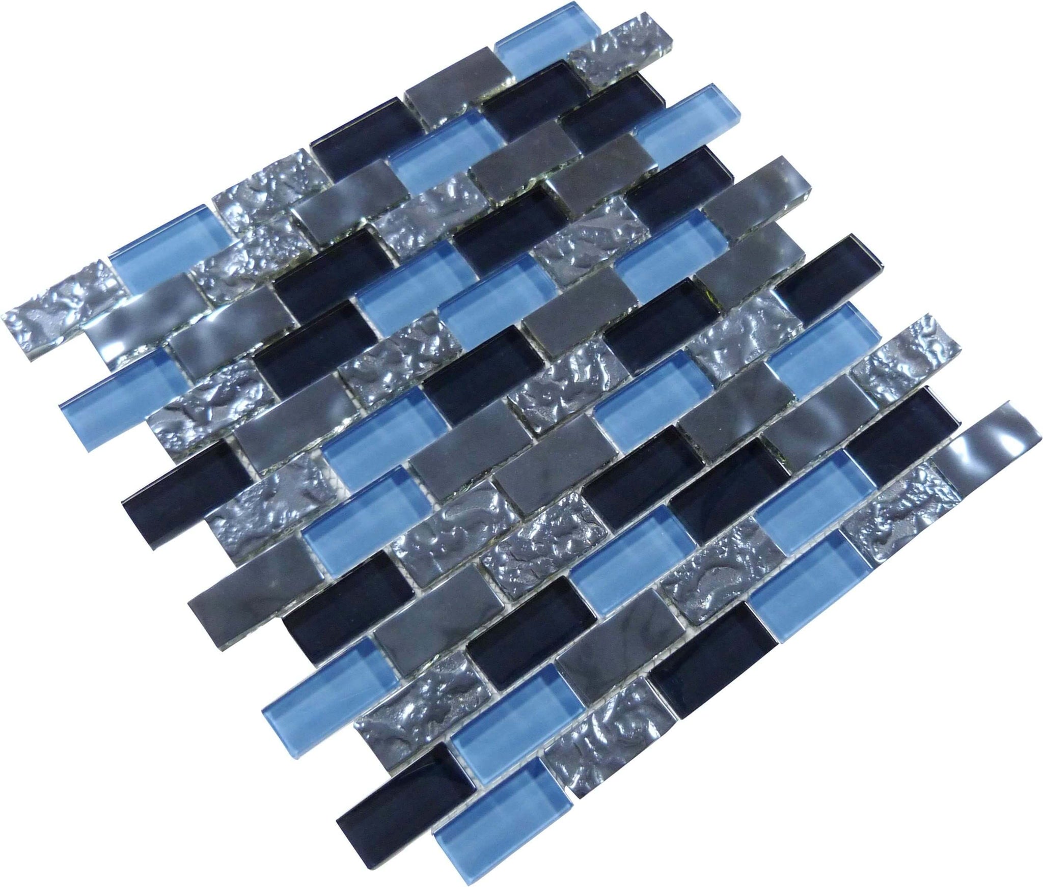 Titanium Blue 1" x 2" Glossy Glass Pool Tile - Oasis Tile