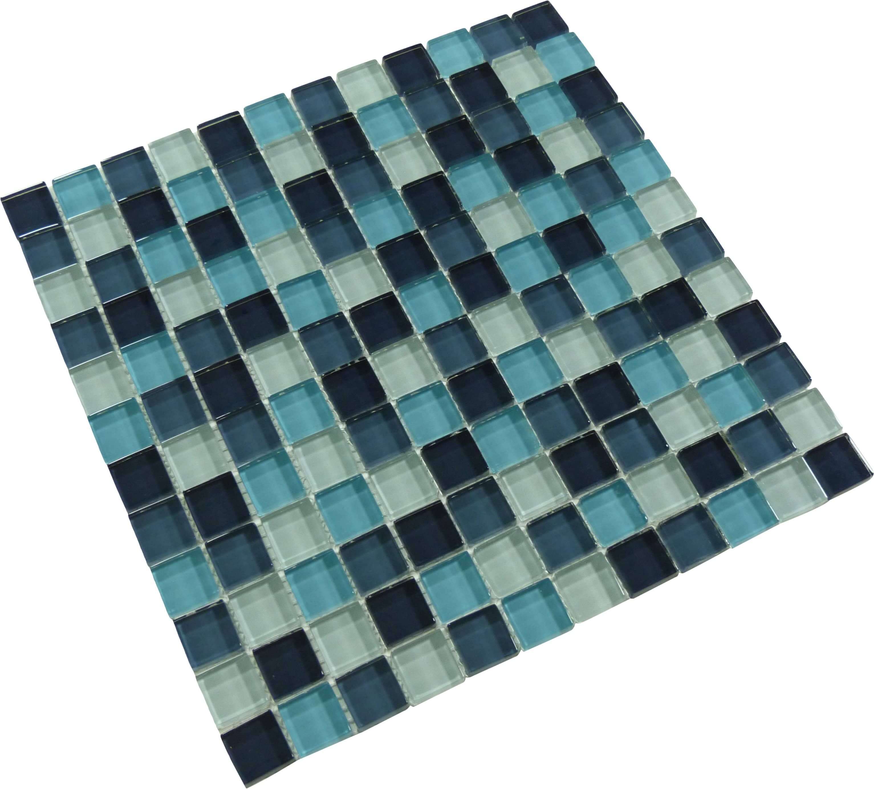 Tropical Splash Turquoise Blend 1'' x 1'' Glossy Glass Pool Tile GC82323T2