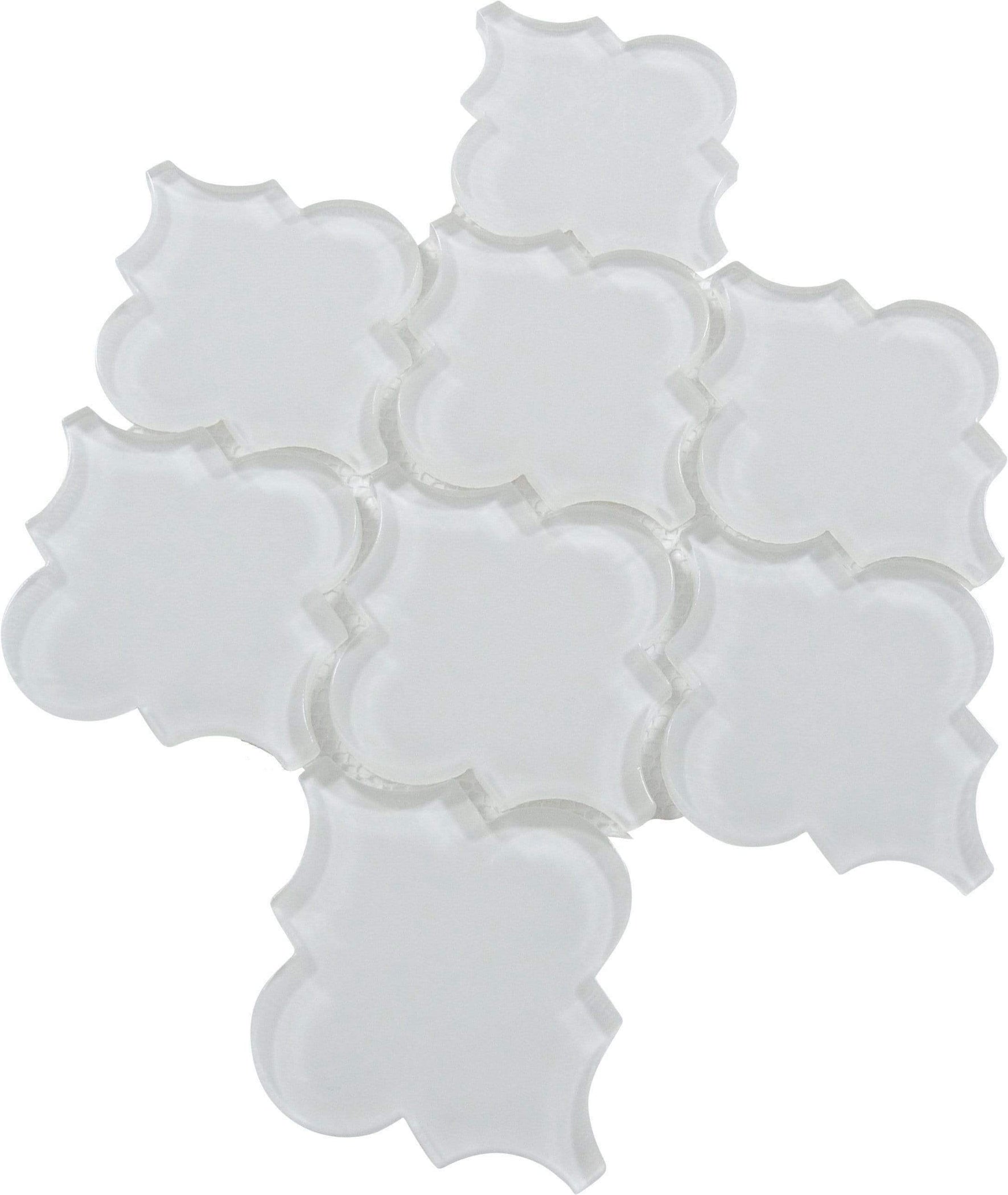 Giorbello Arabesque White Glass Arabesque Tile Glossy G9113