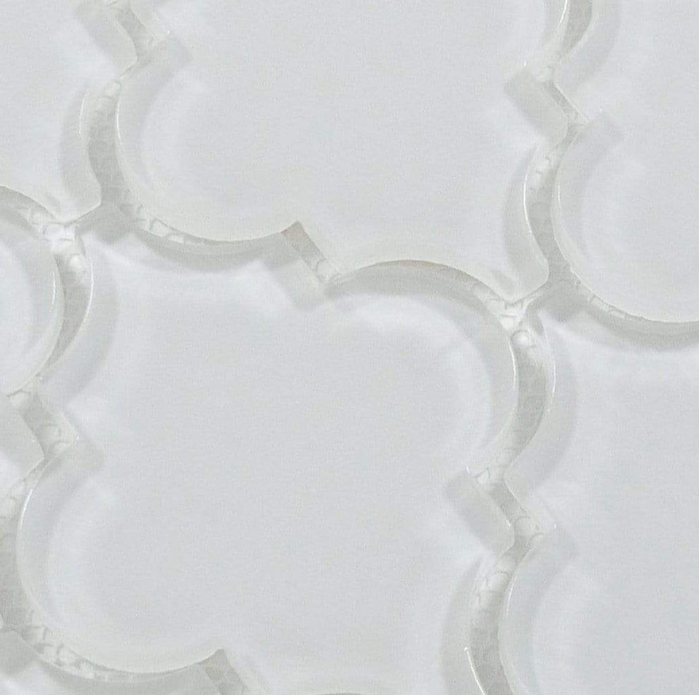 Giorbello Arabesque White Glass Arabesque Tile Glossy G9113