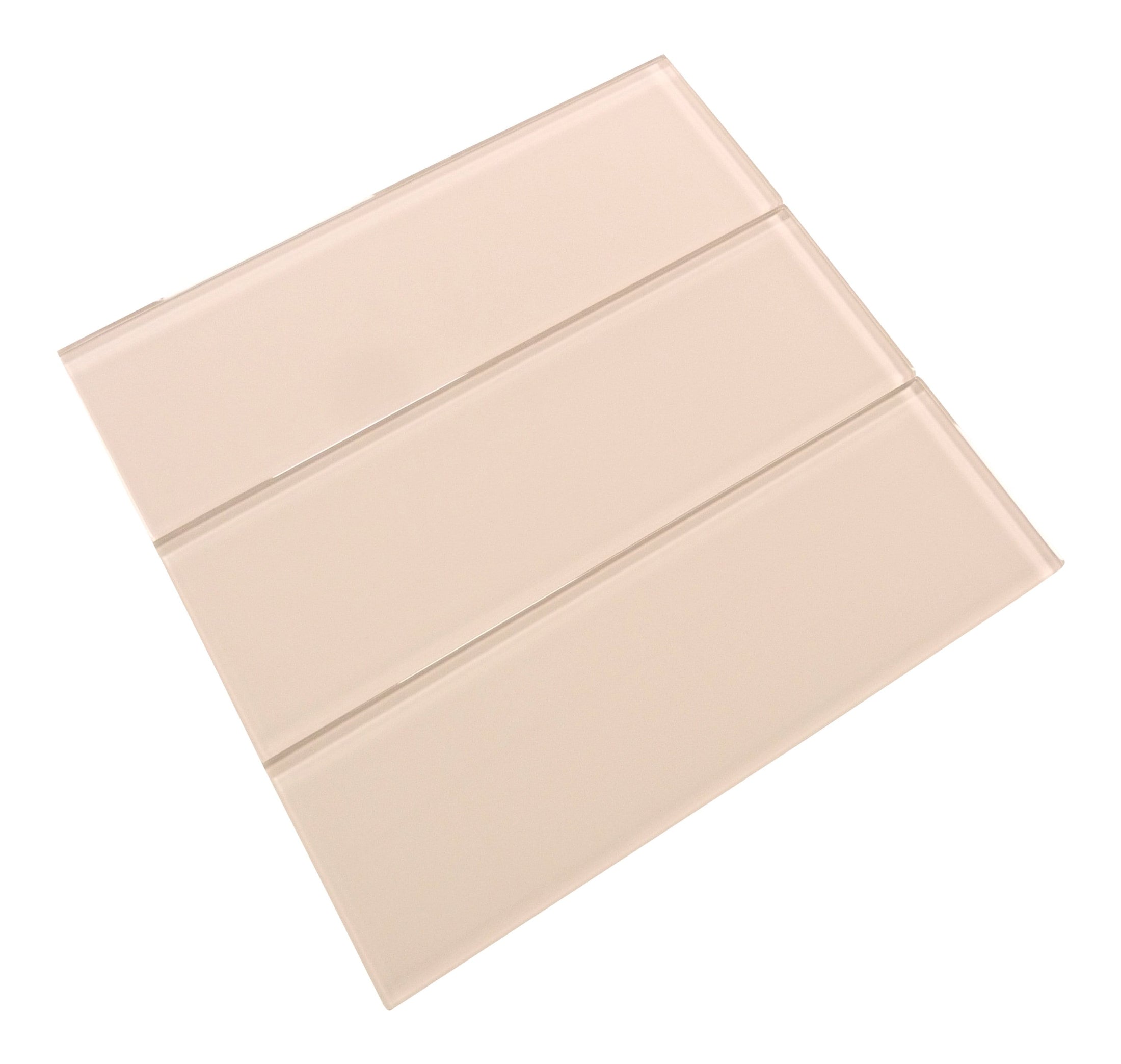Giorbello Rose Pale Pink 4" x 12" Glossy Glass Subway Tile G4145