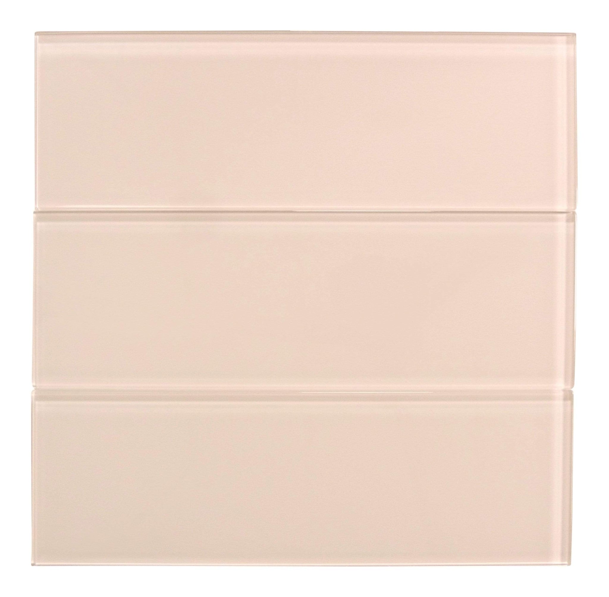 Giorbello Rose Pale Pink 4" x 12" Glossy Glass Subway Tile G4145