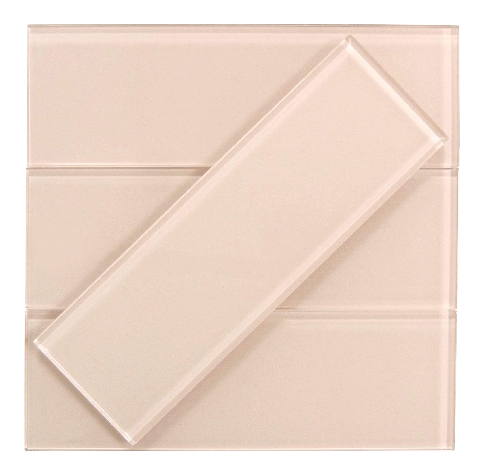 Giorbello Rose Pale Pink 4" x 12" Glossy Glass Subway Tile G4145