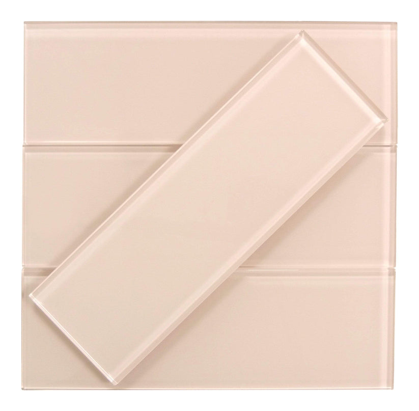 Giorbello Rose Pale Pink 4" x 12" Glossy Glass Subway Tile G4145