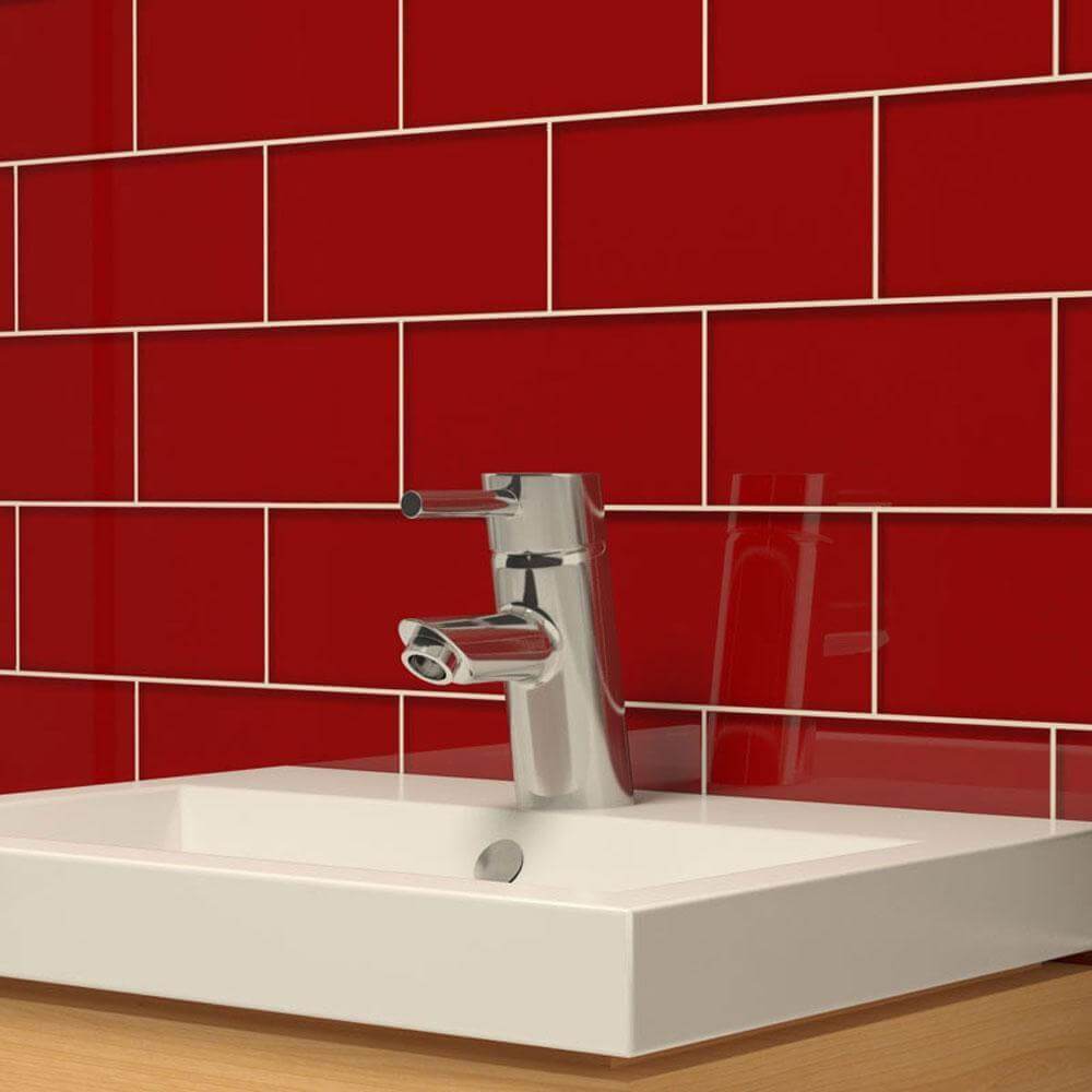 Deep Red Subway Glossy Glass Tile: G5922 | Shop Oasis Tile