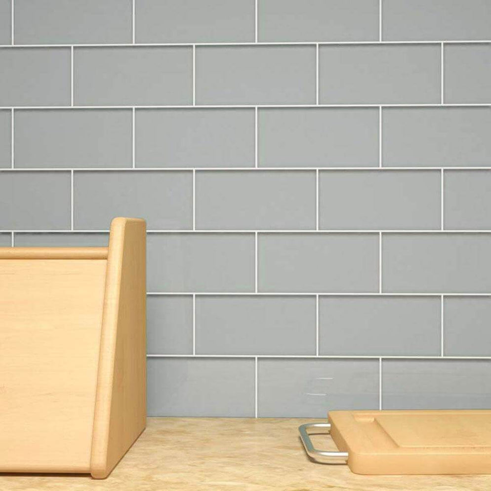 Smoke Grey Glass Subway Tile | 3" x 6" Grey Subway Tile
