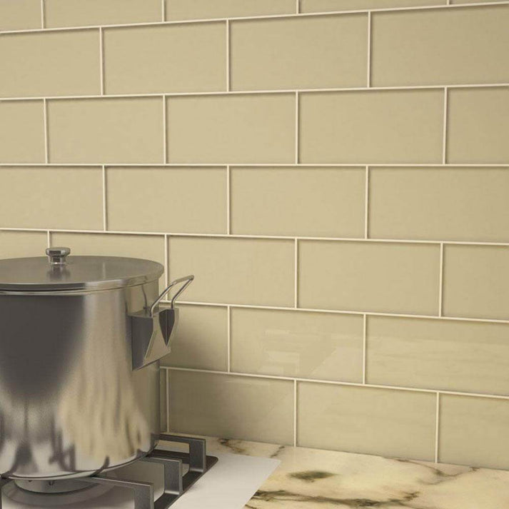 Taupe Glass Subway Tile | Light Taupe Giorbello Subway Tile