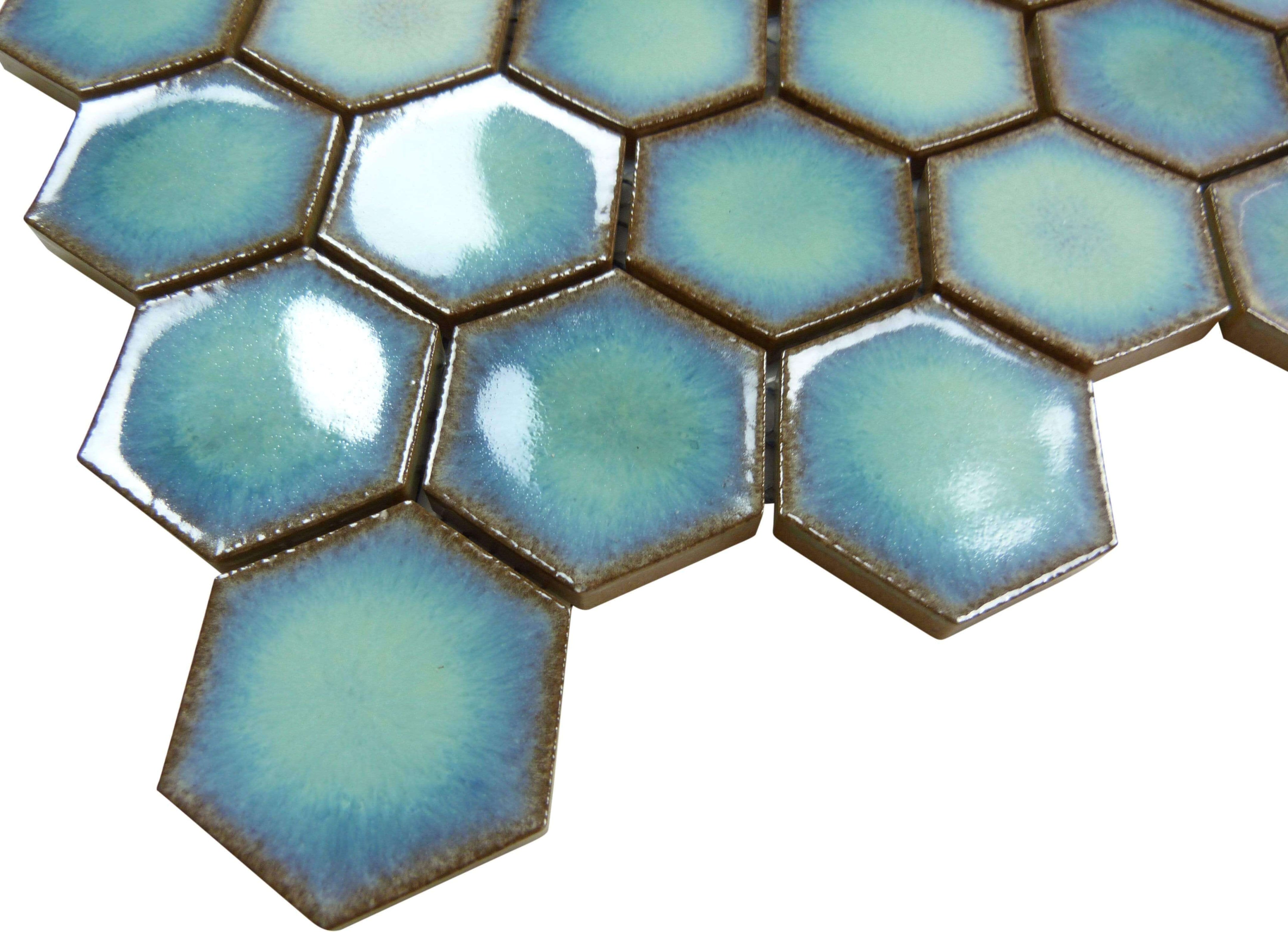 Cosmic Blue Hexagon Glossy Porcelain Tile | Oasis Tile