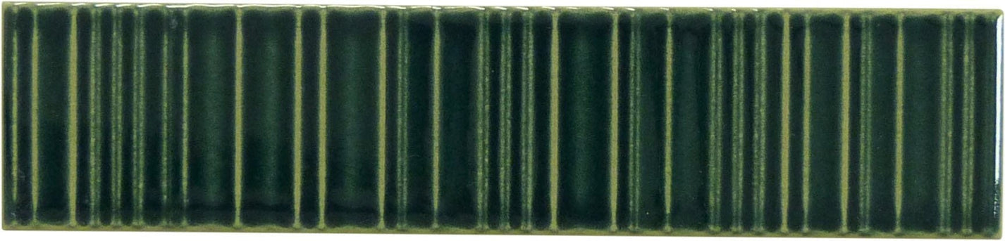Illusion Aegean Green Rippled Bar 2x8 Glossy Porcelain Tile | Oasis Tile
