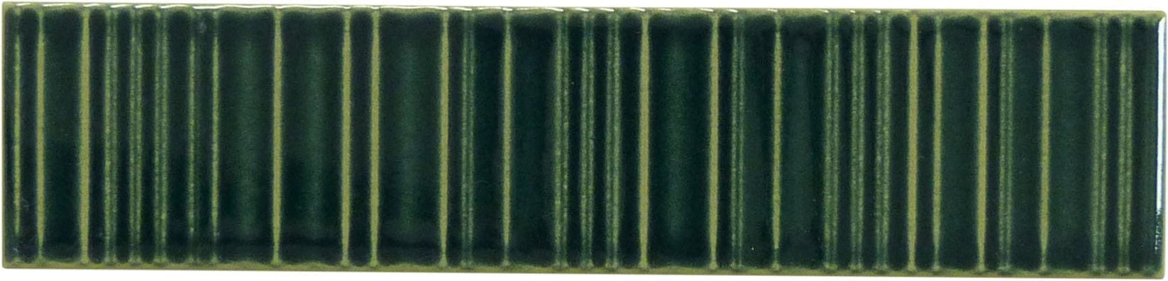 Illusion Aegean Green Rippled Bar 2x8 Glossy Porcelain Tile | Oasis Tile