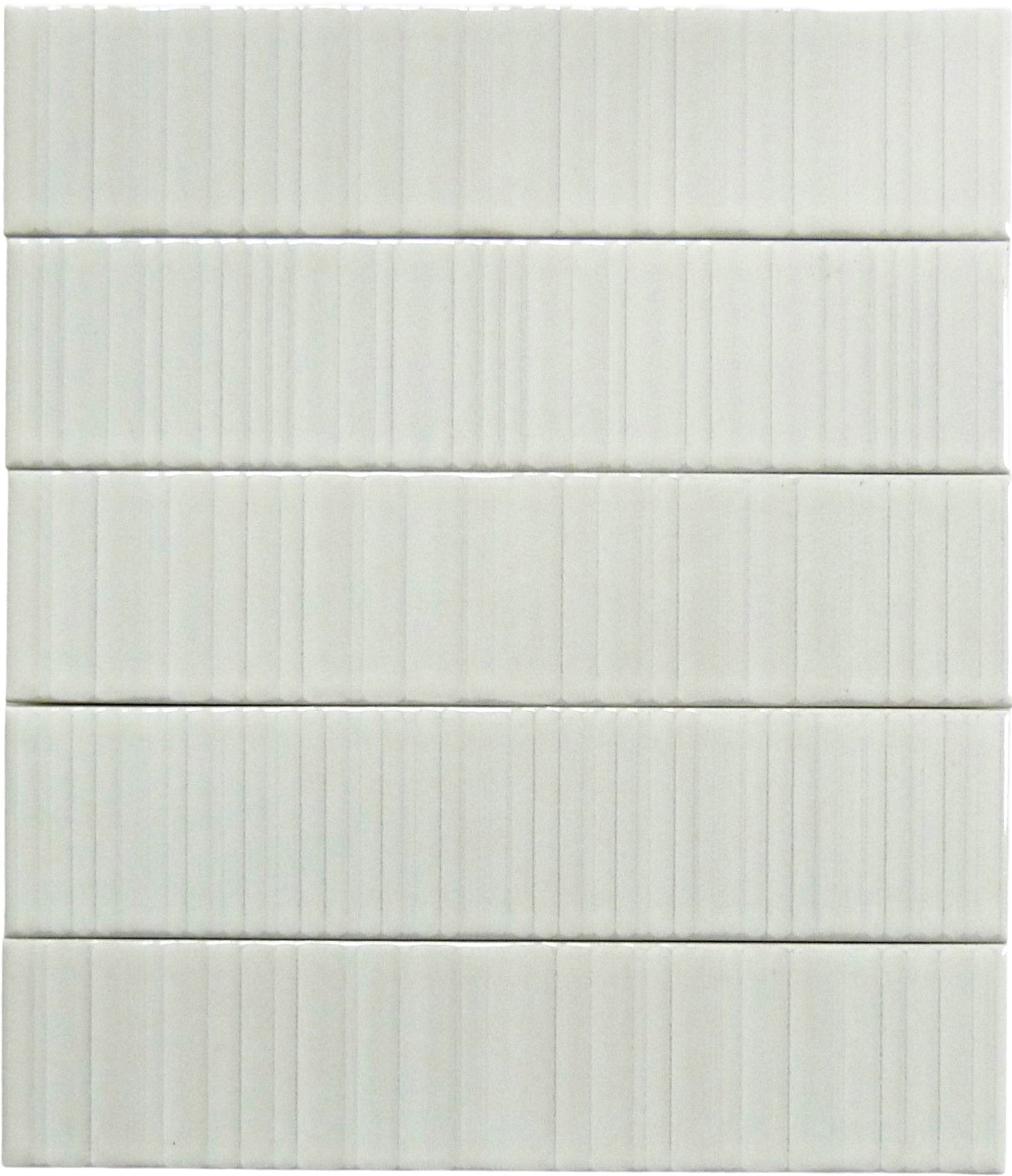 Illusion Alabaster White Rippled Bar 2x8 Glossy Porcelain Tile | Oasis Tile