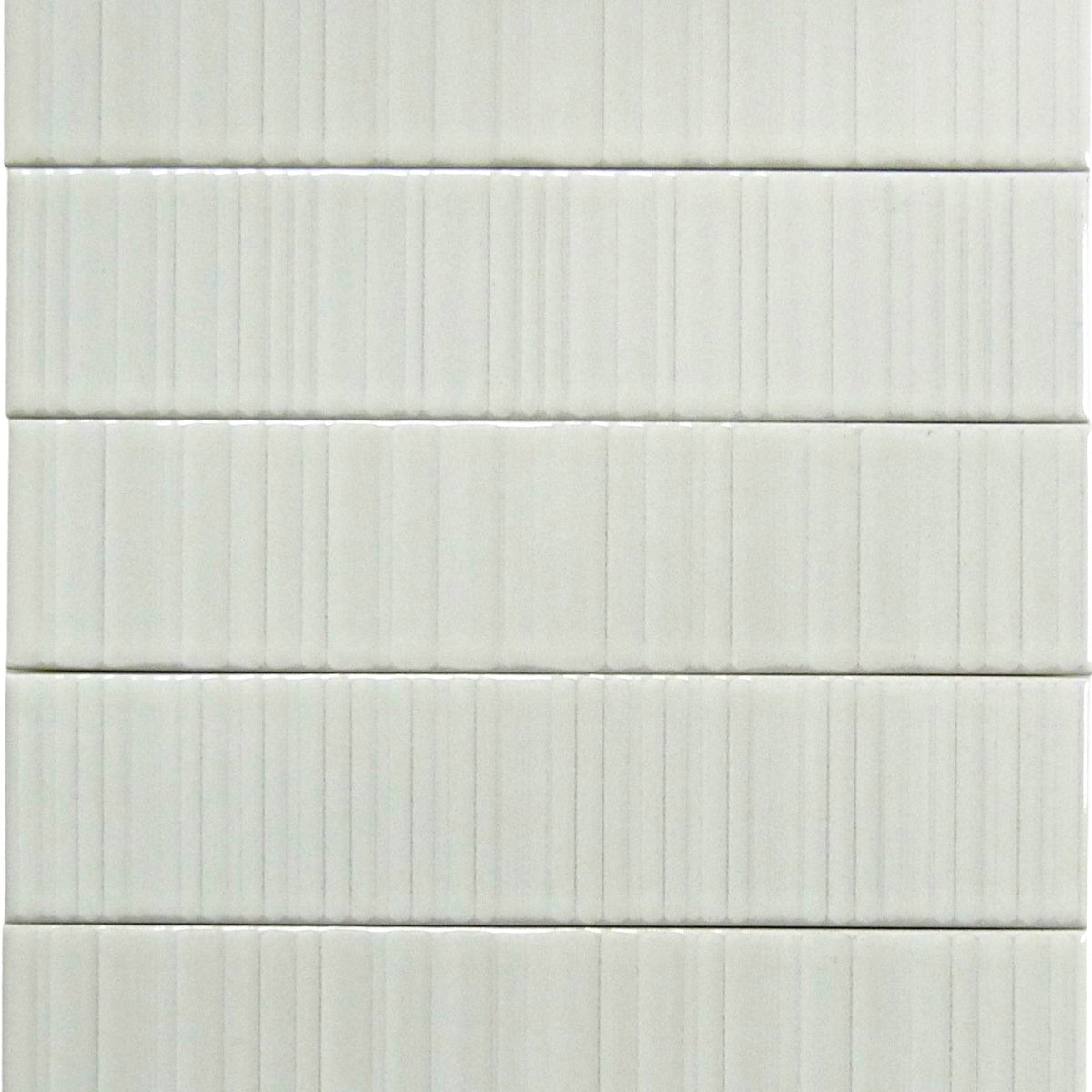 Illusion Alabaster White Rippled Bar 2x8 Glossy Porcelain Tile | Oasis Tile