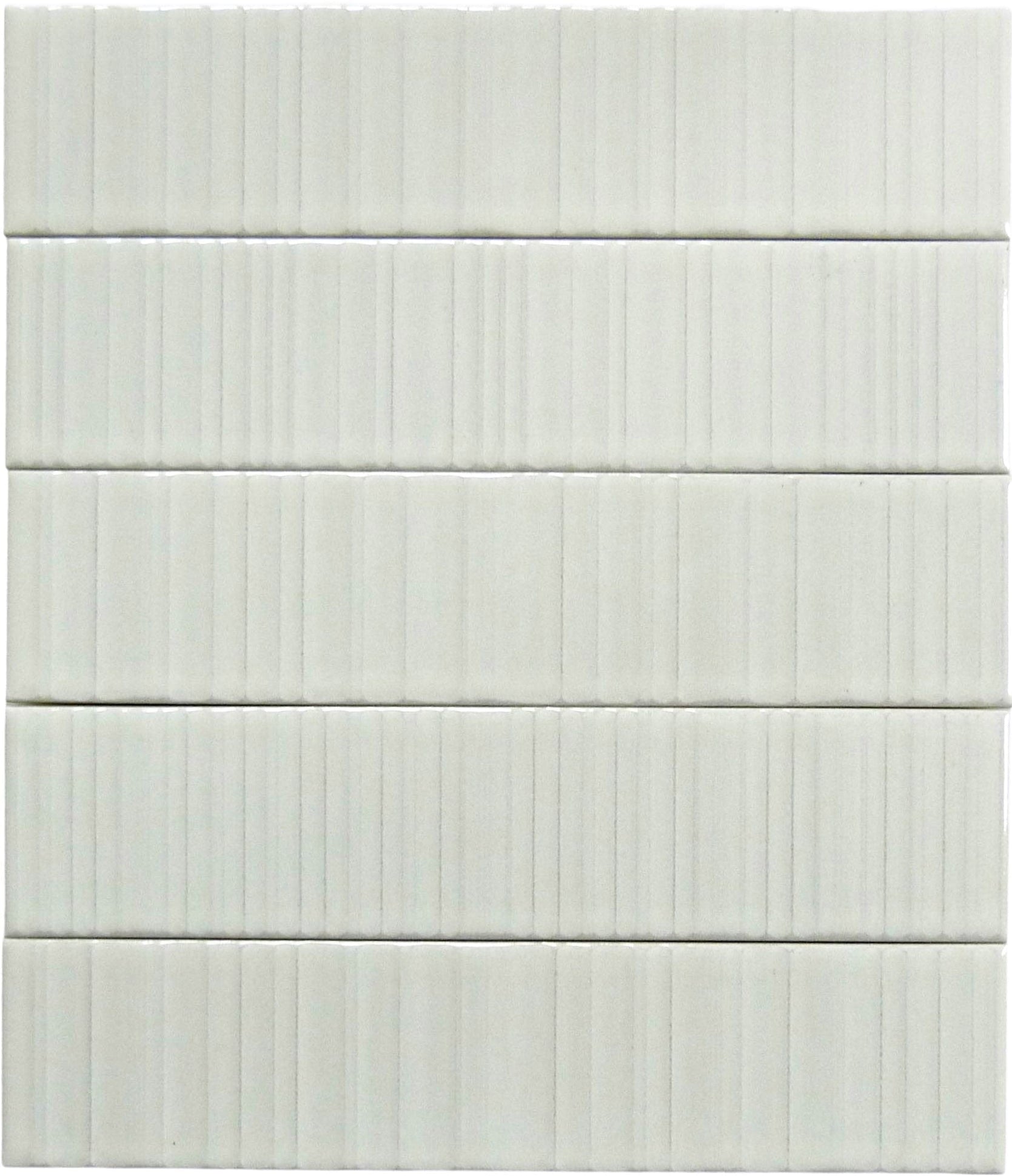 Illusion Alabaster White Rippled Bar 2x8 Glossy Porcelain Tile | Oasis Tile