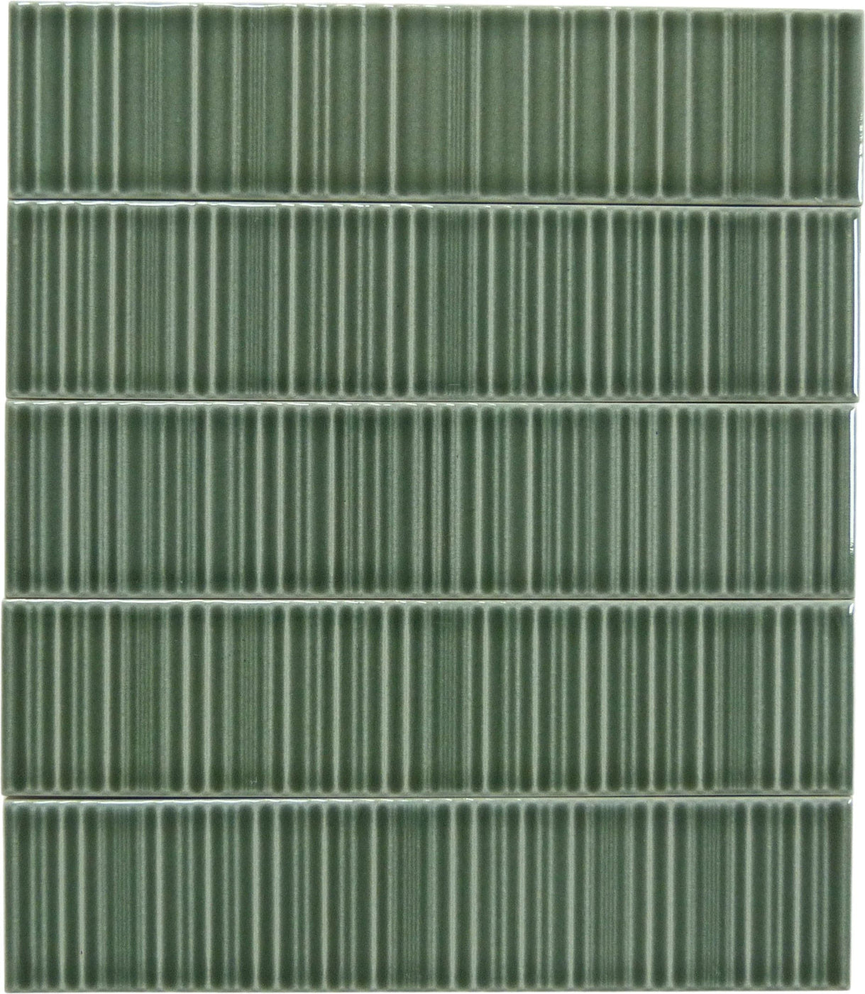 Illusion Cascade Green Rippled Bar 2x8 Glossy Porcelain Tile | Oasis Tile