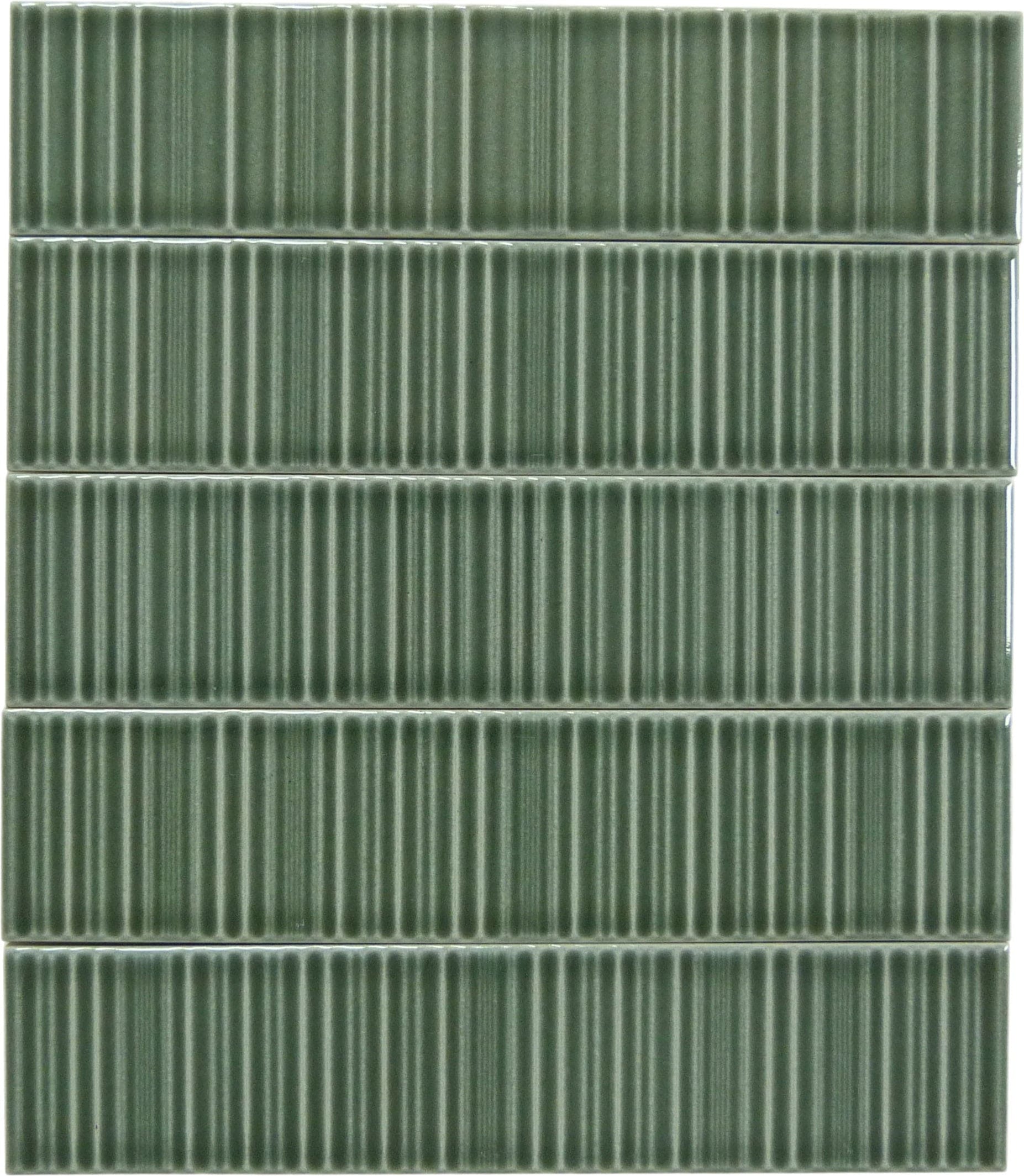 Illusion Cascade Green Rippled Bar 2x8 Glossy Porcelain Tile | Oasis Tile