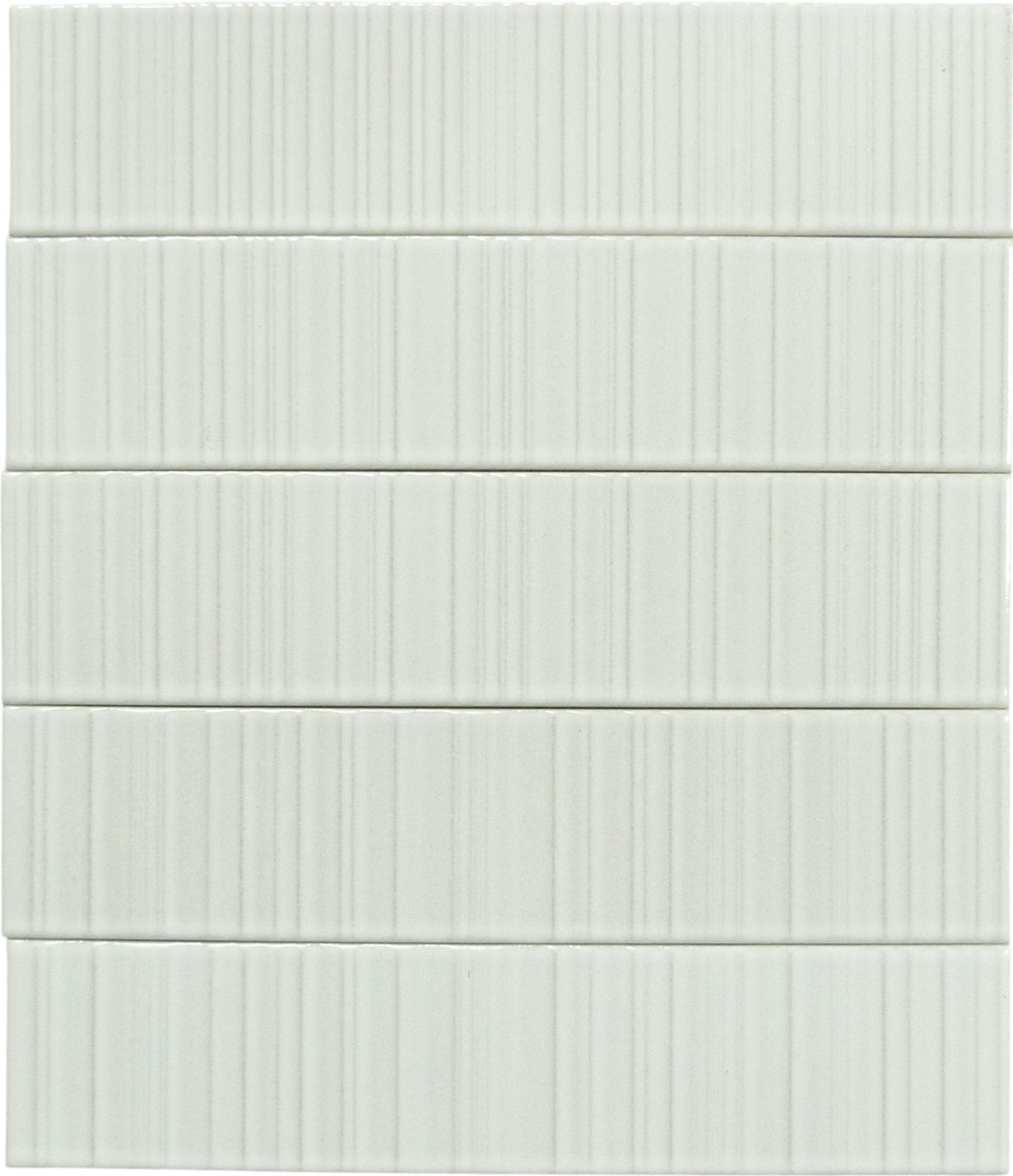 Illusion Dover White Rippled Bar 2x8 Glossy Porcelain Tile | Oasis Tile