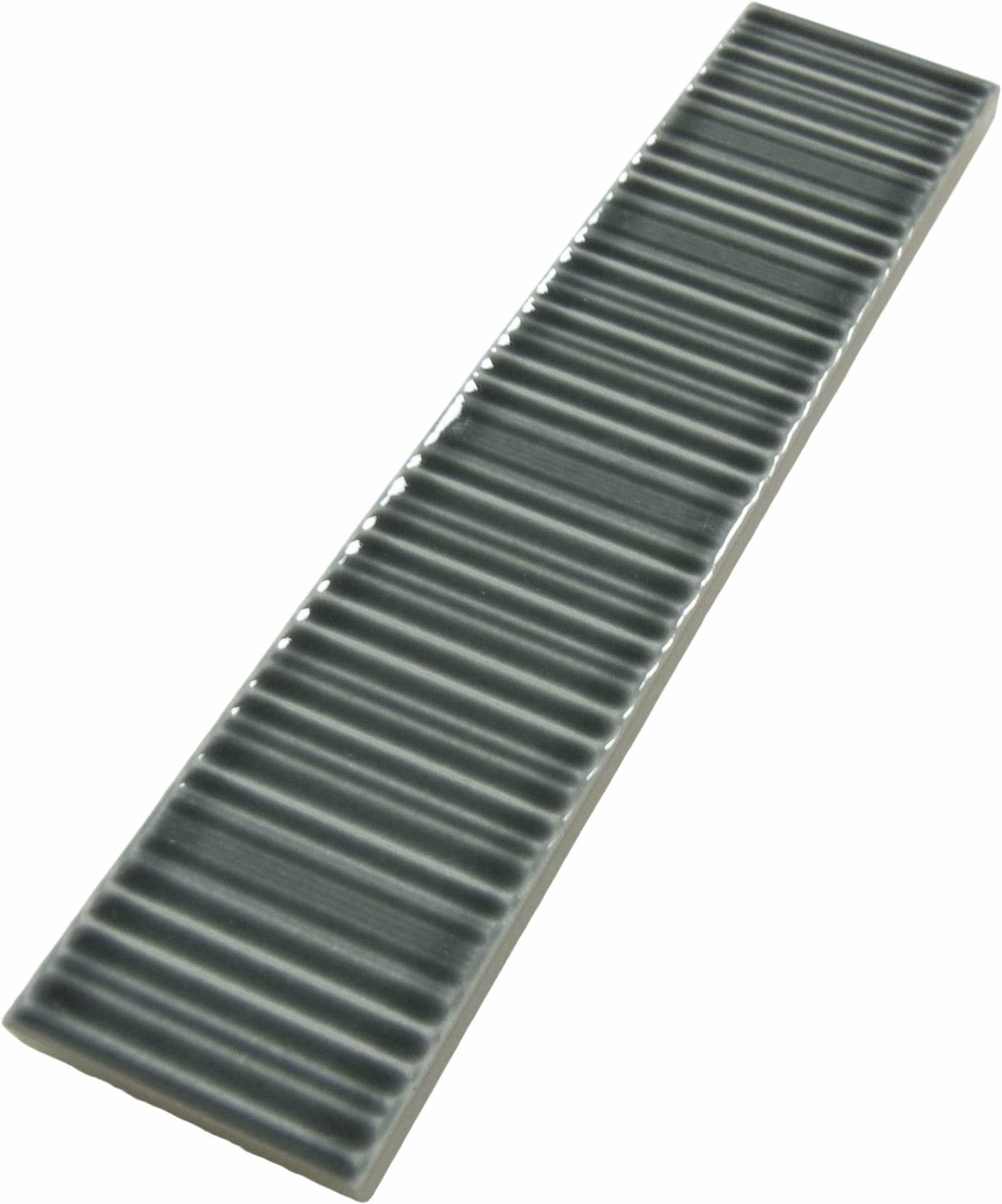 Illusion Providence Grey Rippled Bar 2x8 Glossy Porcelain Tile | Oasis Tile