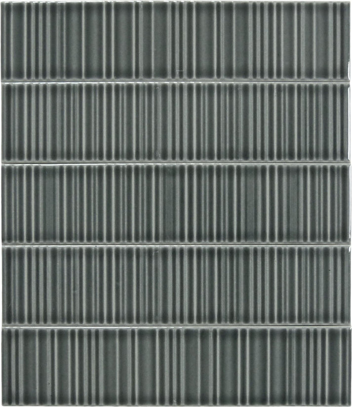 Illusion Providence Grey Rippled Bar 2x8 Glossy Porcelain Tile | Oasis Tile