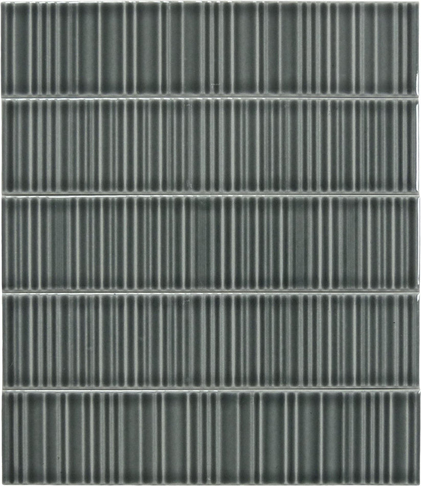 Illusion Providence Grey Rippled Bar 2x8 Glossy Porcelain Tile | Oasis Tile