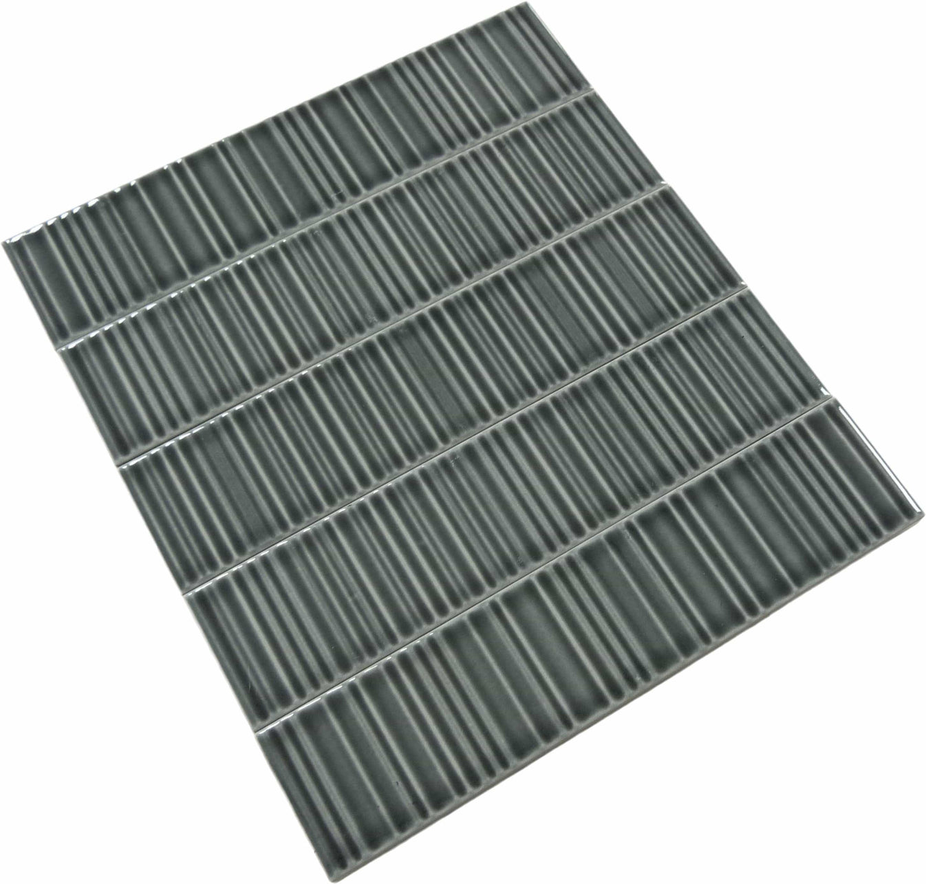 Illusion Providence Grey Rippled Bar 2x8 Glossy Porcelain Tile | Oasis Tile