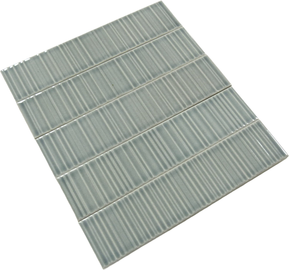 Illusion Wedgewood Grey Rippled Bar 2x8 Glossy Porcelain Tile | Oasis Tile