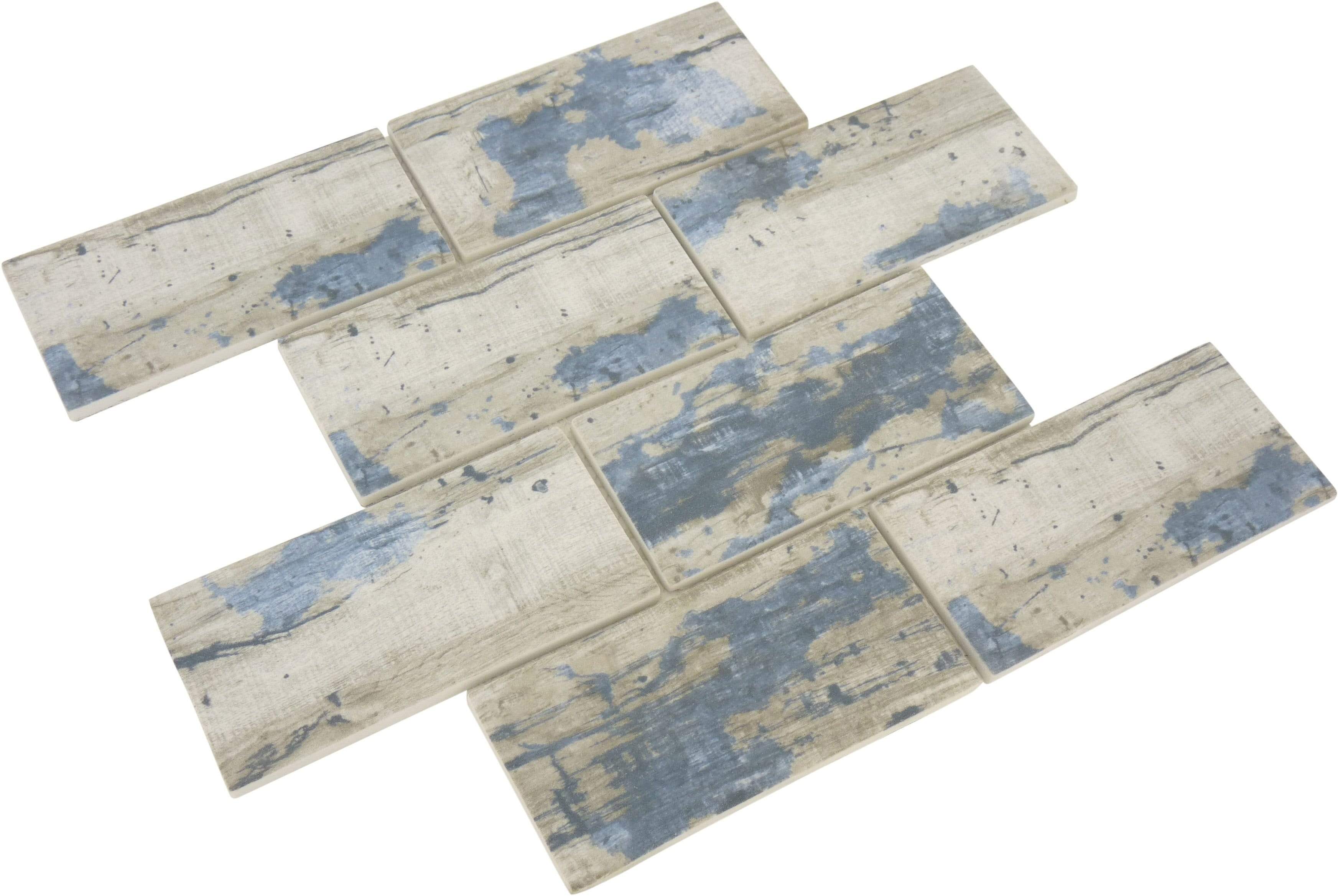 Aquatica Aspen Blue 3"x 6" Matte Glass Tile TASBARKASPEN36