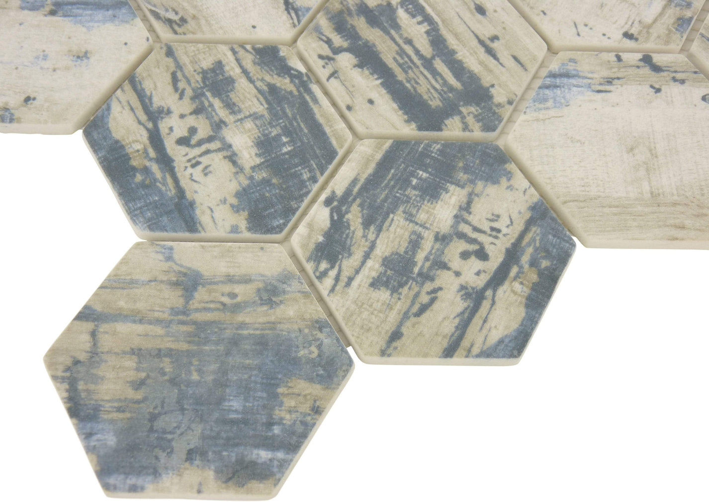 Aquatica Aspen Blue Hexagon Matte Glass Tile TASBARKASPENHEX