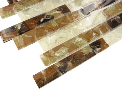 Aquatica Brown Flake Uniform Brick Glass Tile CETFLWGBLEND1C
