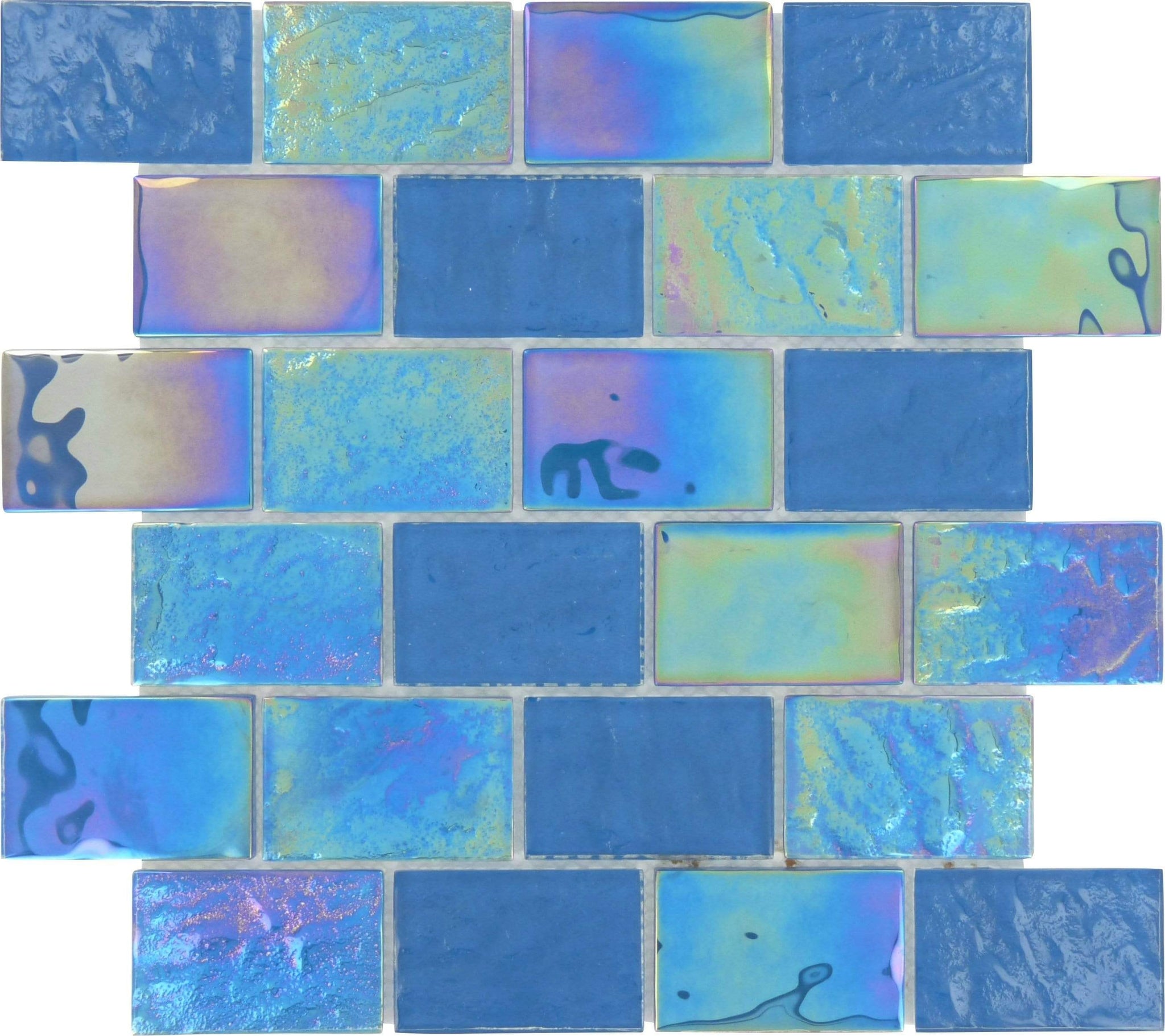 Iridescent glass subway tile backsplash For Bathroom and Pool
