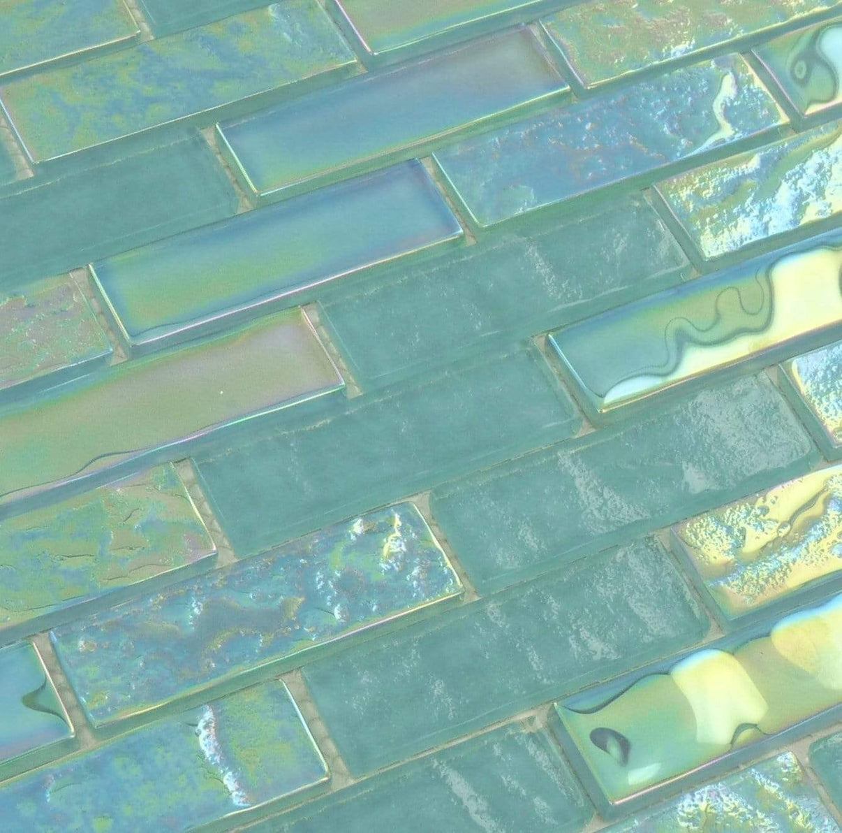 Emerald Green 1"x3" Glossy & Iridescent Glass Pool Tile - Oasis Tile