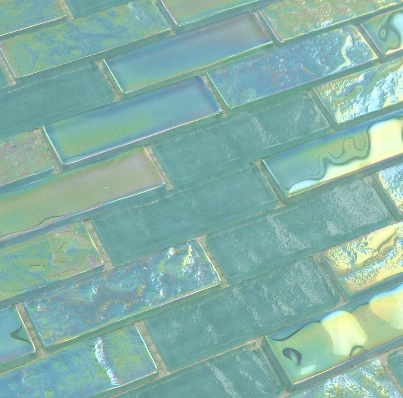 Emerald Green 1"x3" Glossy & Iridescent Glass Pool Tile