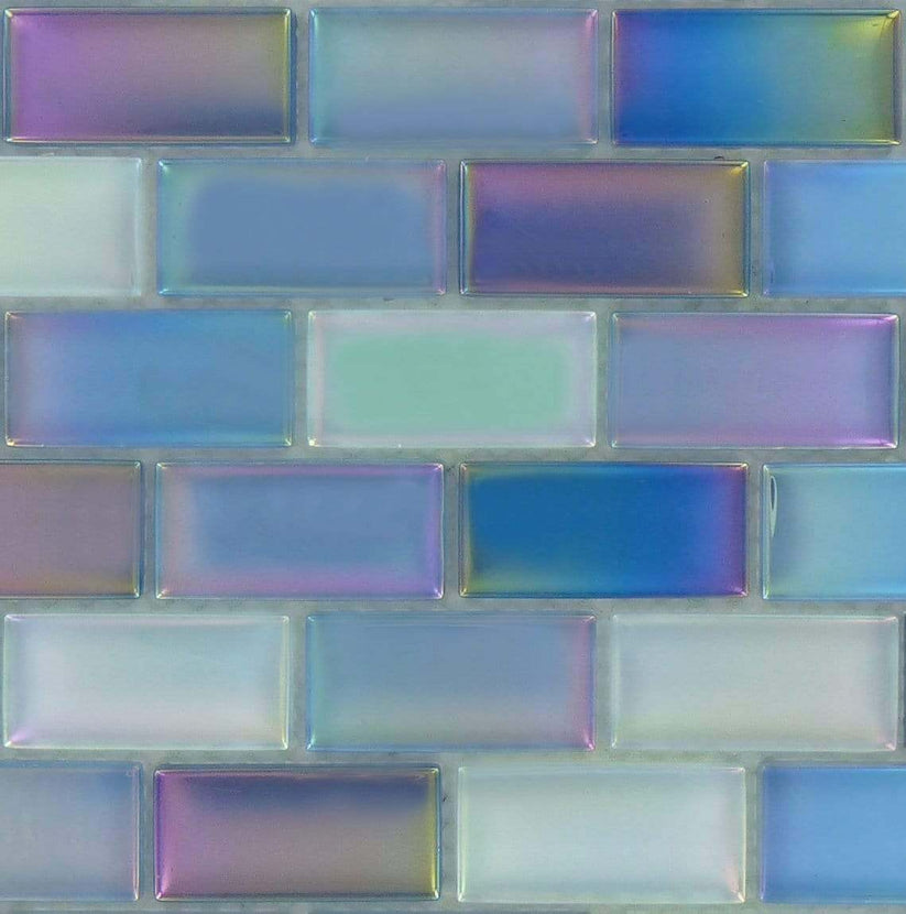 Iridescent Glass Tiles | Ocean-Blue Glossy Tile | Oasis Tile
