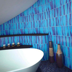 Tesoro Blue Wave Glass Tile | Mosaic Blue Tiles