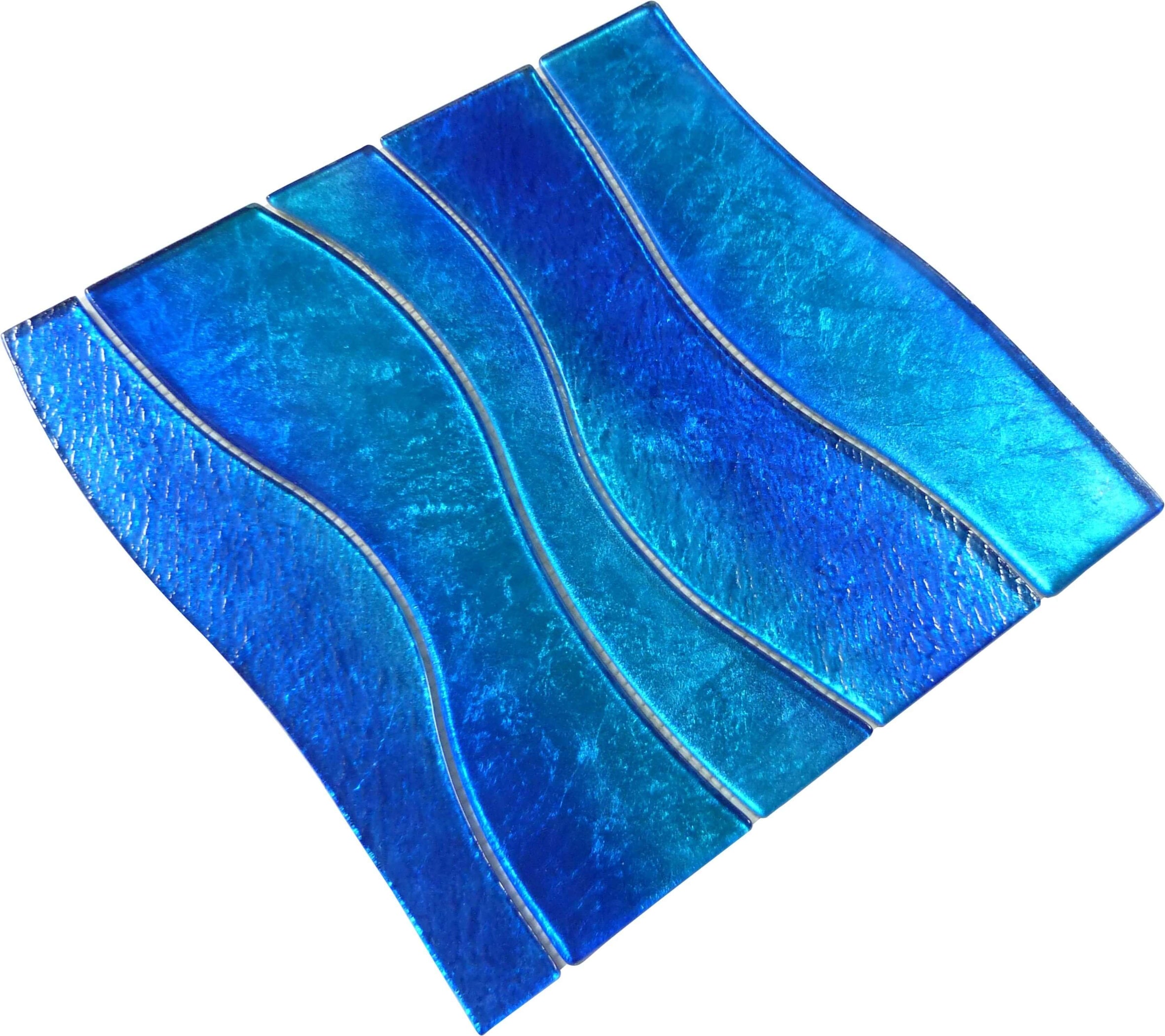 Tesoro Blue Wave Glass Tile | Mosaic Blue Tiles