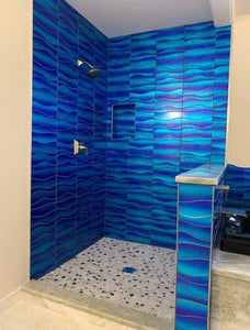 Tesoro Blue Wave Glass Tile | Mosaic Blue Tiles