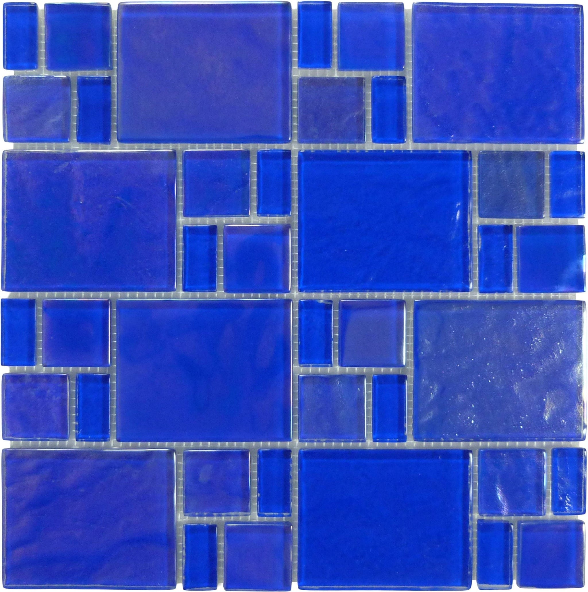 Cobalt blue glass tiles backsplash | Mosaic subway tile