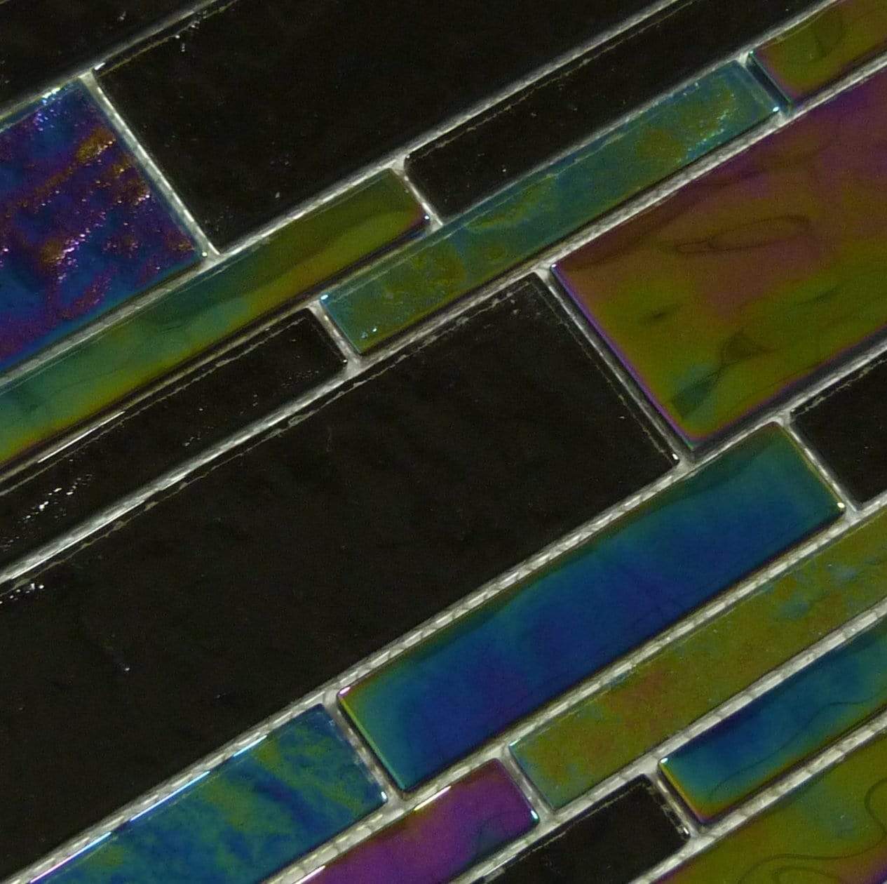 Tesoro Treasure Blackstone Black Linear Glossy & Iridescent Glass Pool ...