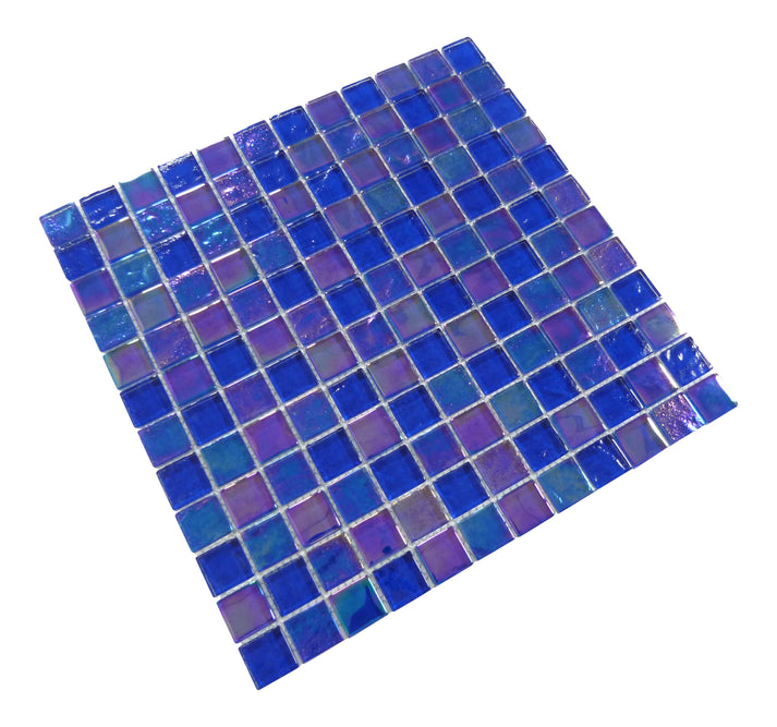 Tesoro Treasure Cobaltstone Blue 1" x 1" Glossy & Iridescent Glass Pool ...