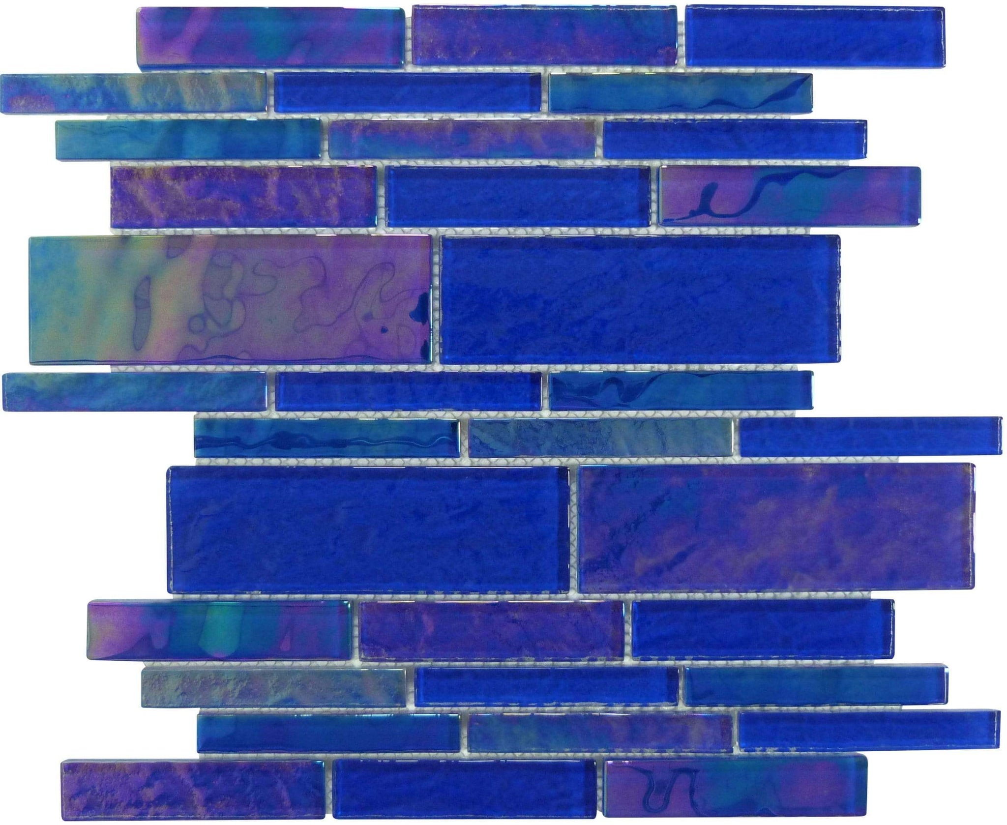 Cobalt blue glass tiles backsplash | Mosaic subway tile