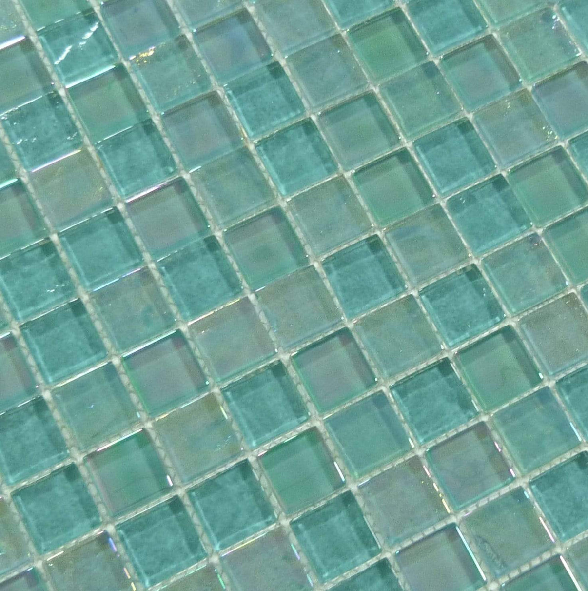 Tesoro Treasure Greenstone Green 1" x 1" Glossy & Iridescent Glass Pool ...