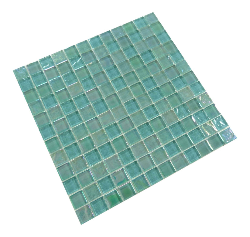 Tesoro Treasure Greenstone Green 1" x 1" Glossy & Iridescent Glass Pool ...