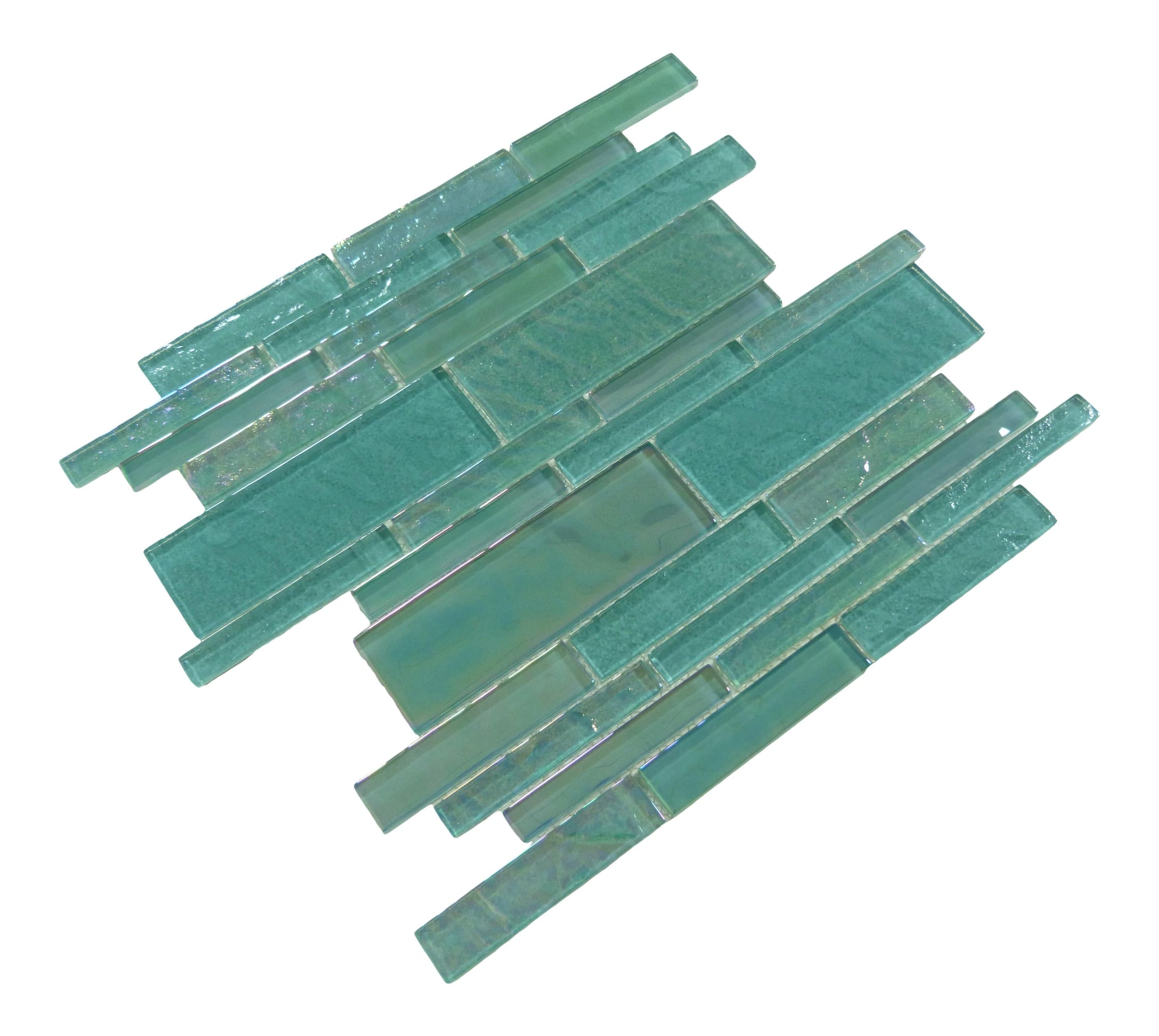 Tesoro Treasure Greenstone Green Linear Glossy & Iridescent Glass Pool ...